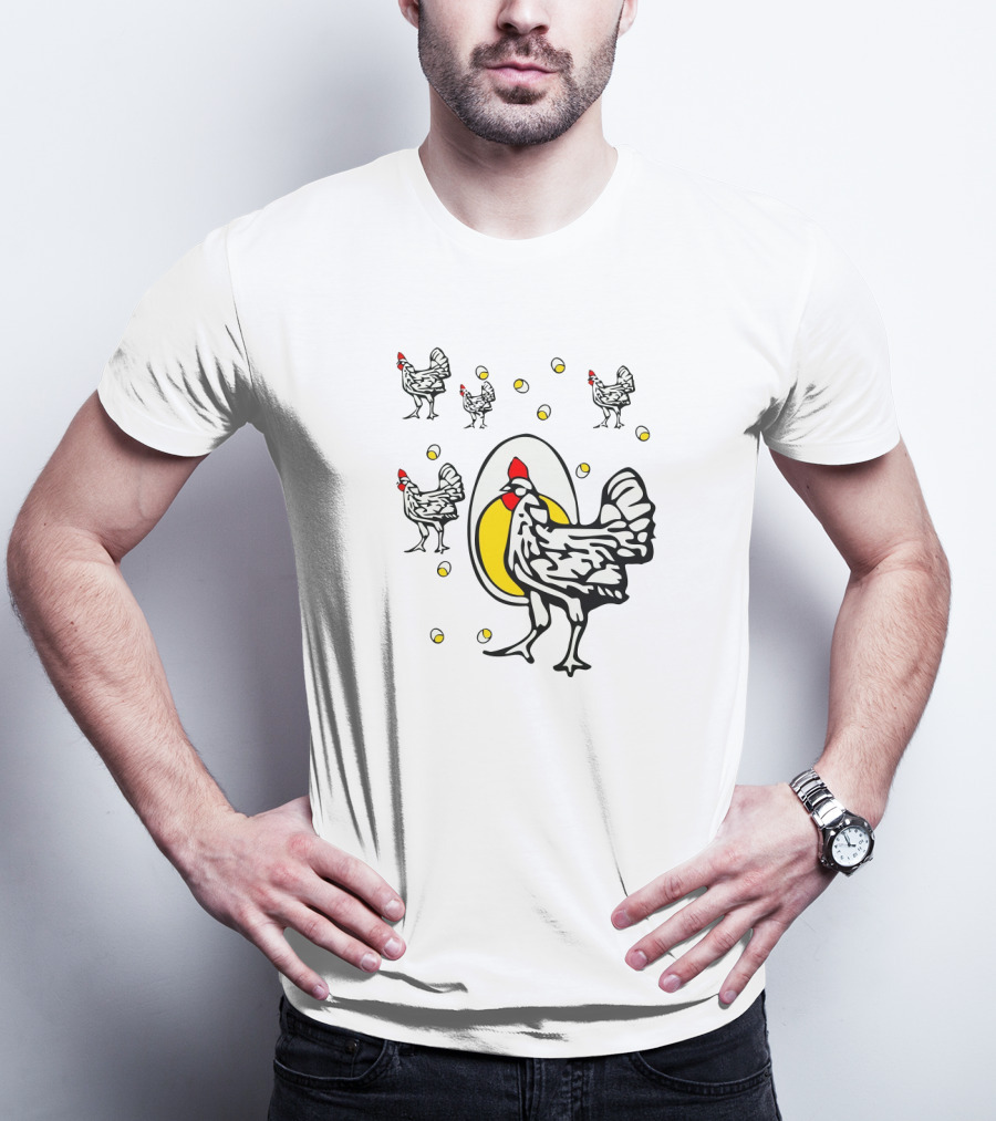 Roseanne Chicken Egg And Yellow Bubbles Motif T-Shirt