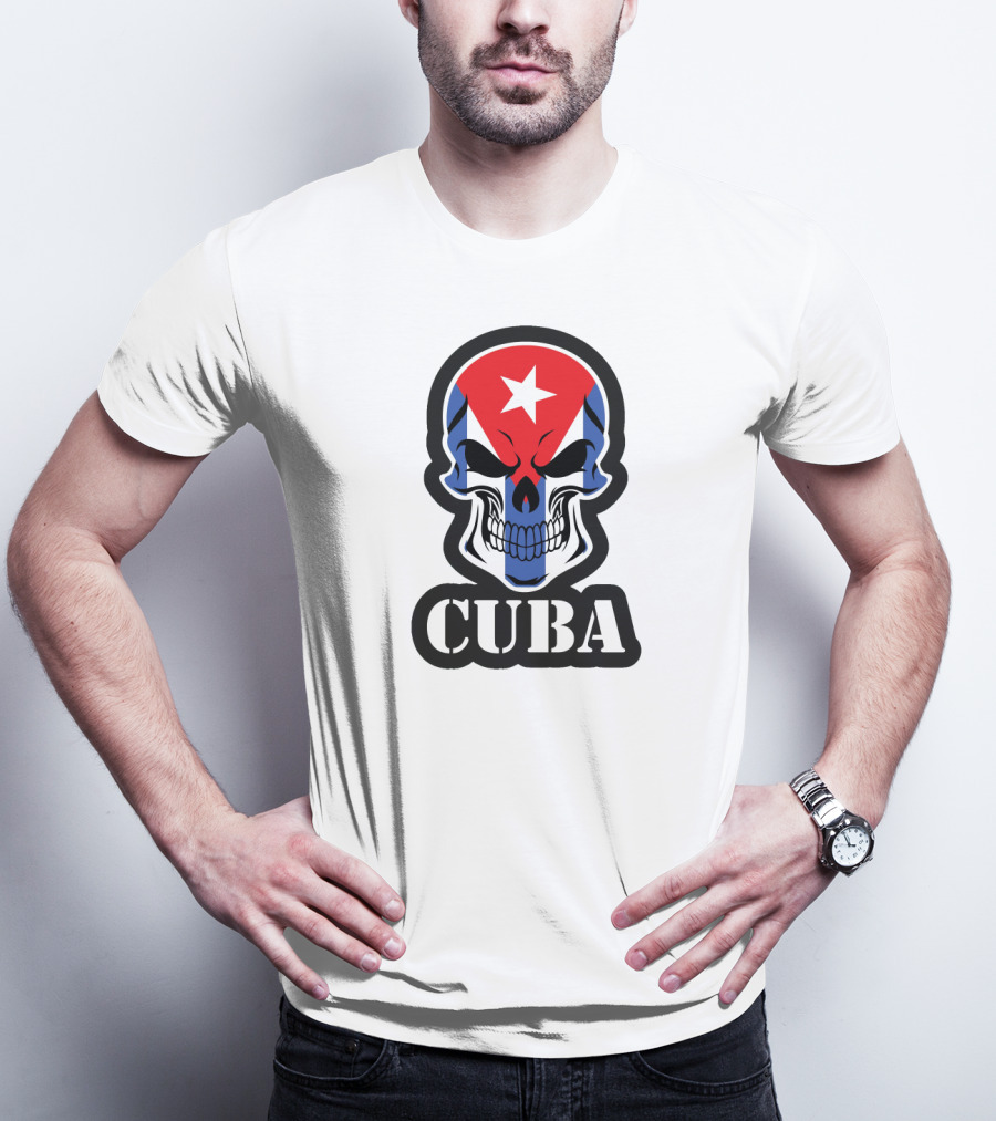Cuba Skull With Cuban Flag And Star T-Shirt