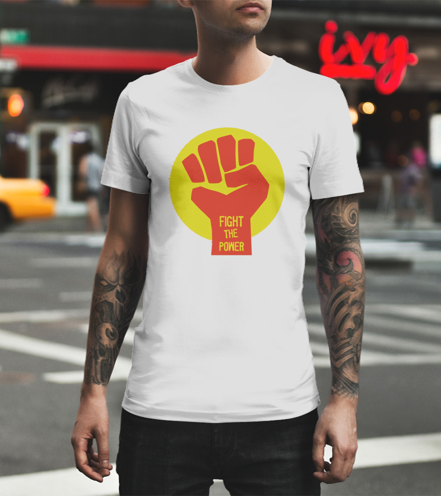 Fight The Power Fist Yellow Circle T-Shirt