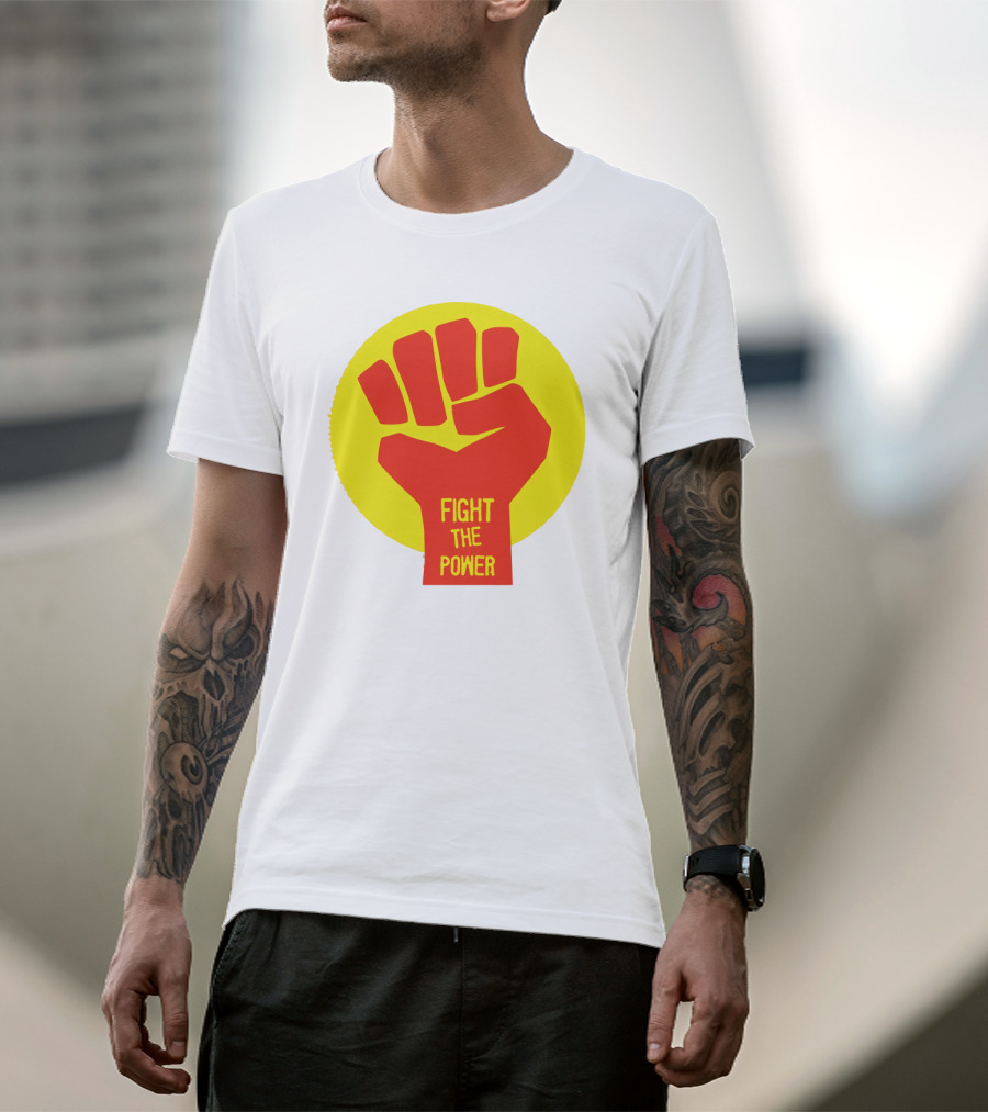 Fight The Power Fist Yellow Circle T-Shirt