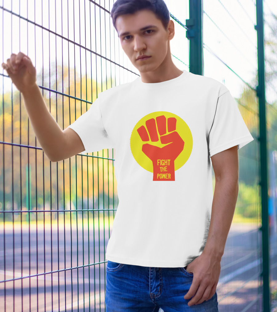 Fight The Power Fist Yellow Circle T-Shirt