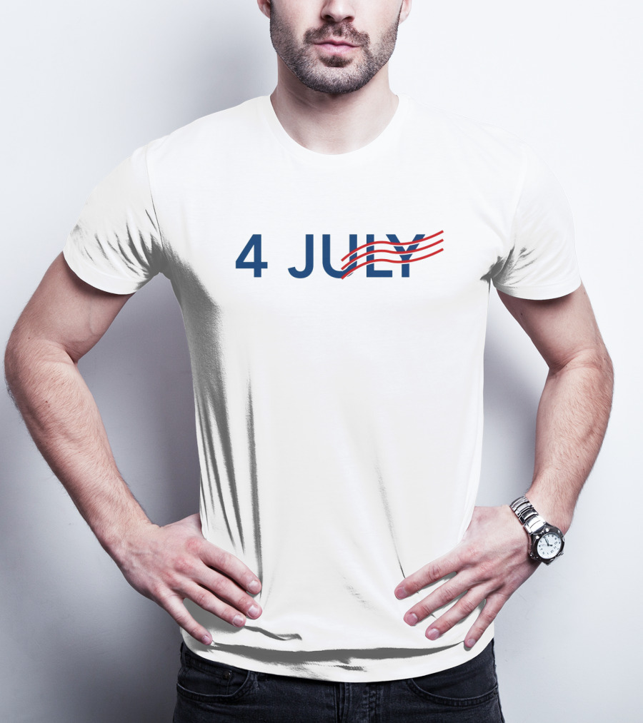 4 July With Red Stripes Patriotic T-Shirt