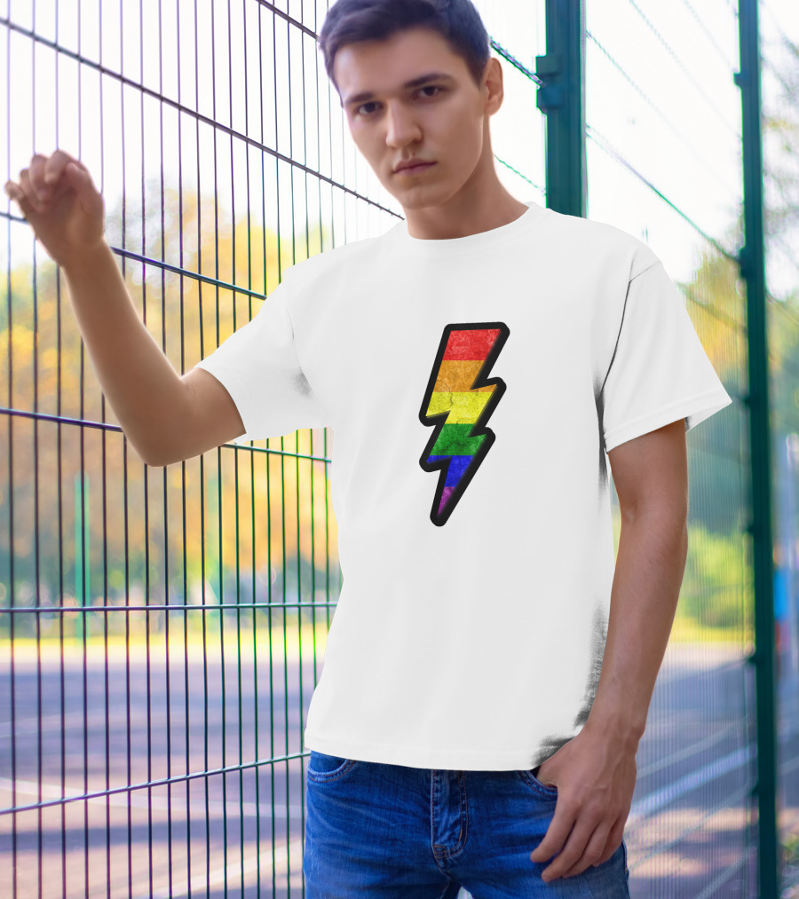 Rainbow Lightning Bolt Pride Colors T-Shirt
