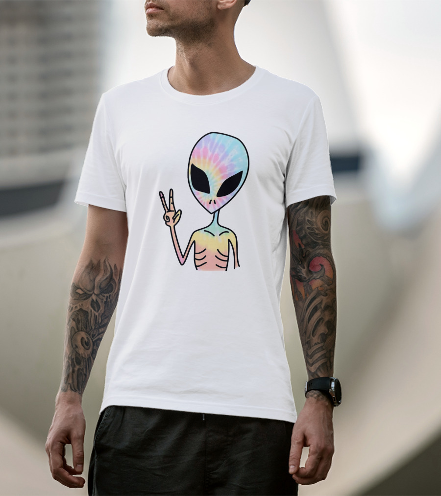Peace Sign Tie Dye Alien T-Shirt