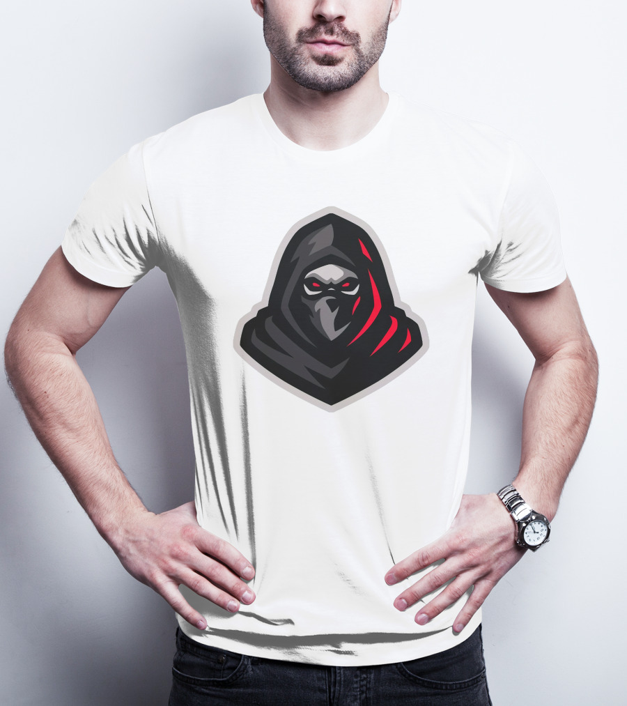 Hooded Black And Red Cloaked Figure With Stealthy Expression T-Shirt