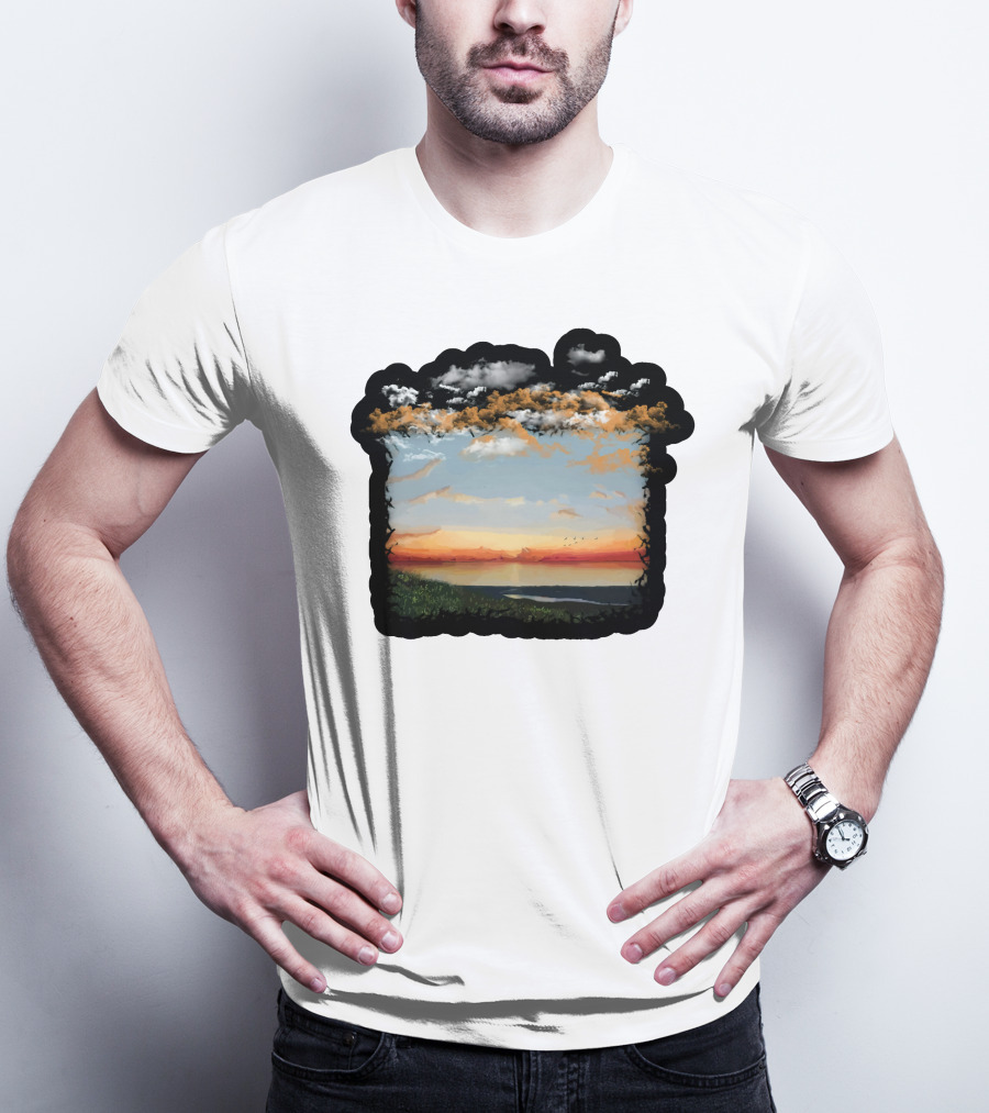 Big Assawoman Bay Sunset Landscape Scene T-Shirt