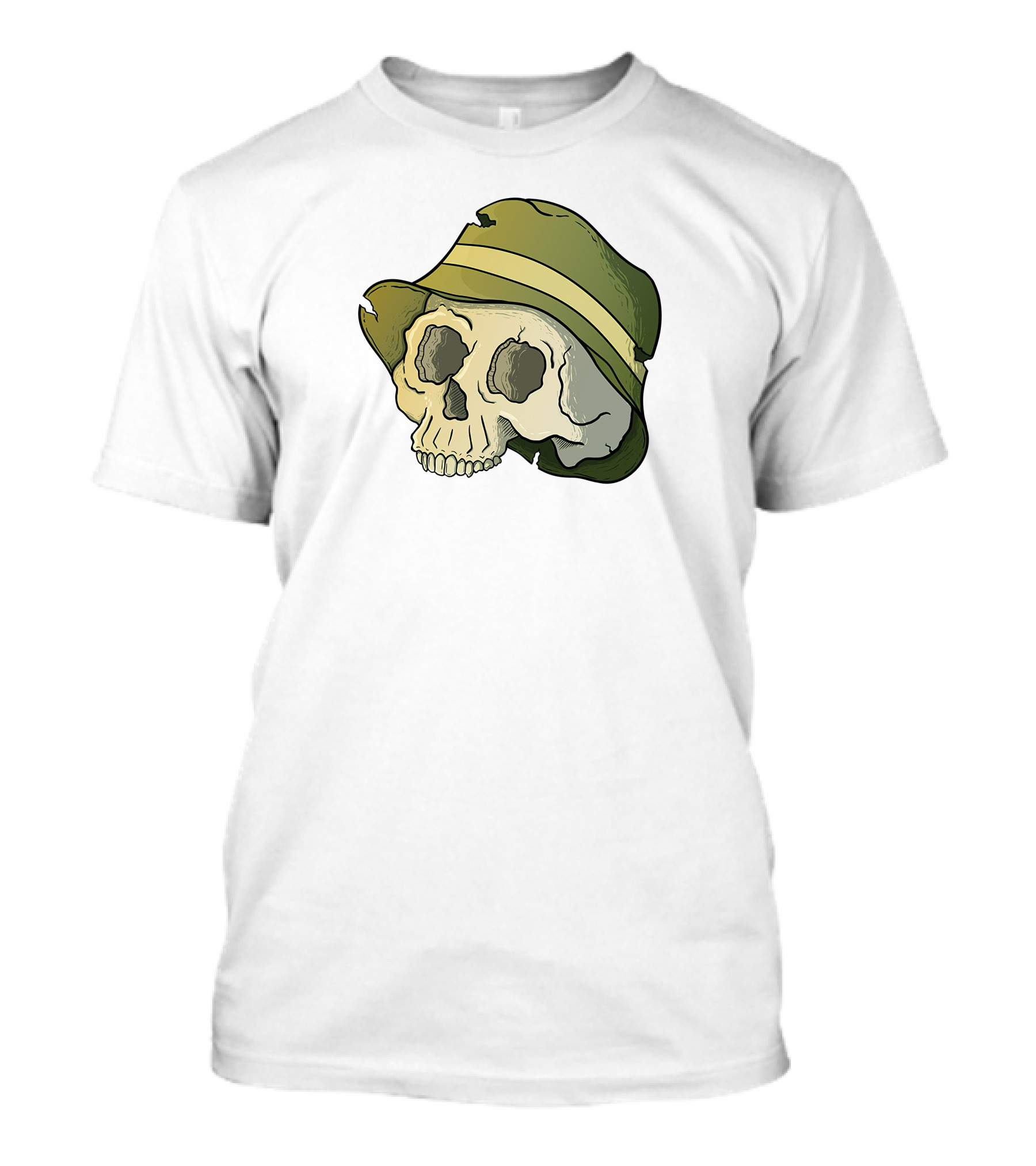 Skull Wearing A Green Bucket Hat T-Shirt