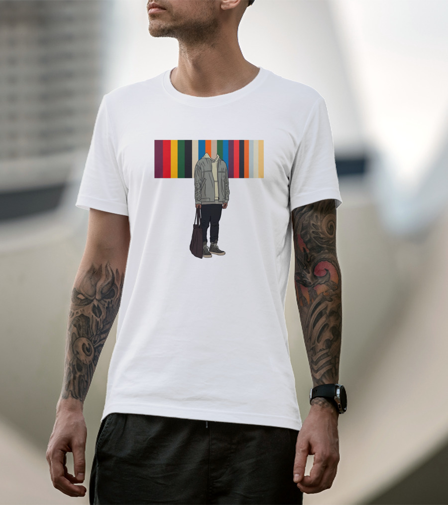 Streetwear Minimalist Hoodie And Joggers With Colorful Stripes T-Shirt