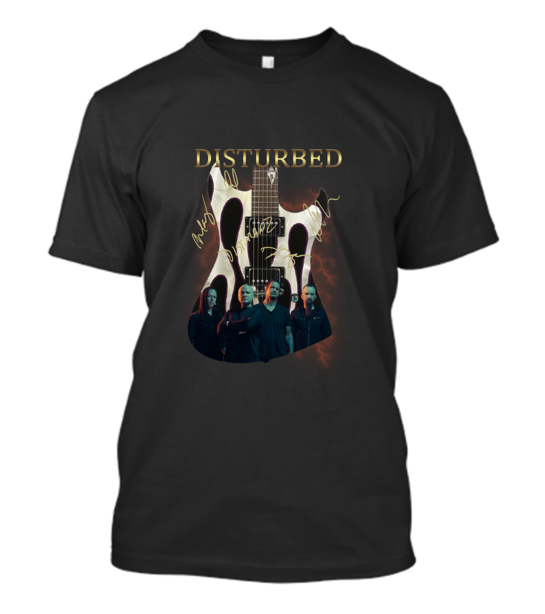 Disturbed Signature Guitar With Band Members T-Shirt