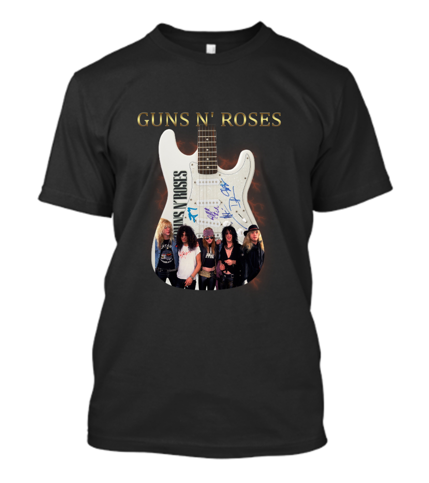 Guns N' Roses Guitar With Band Members T-Shirt