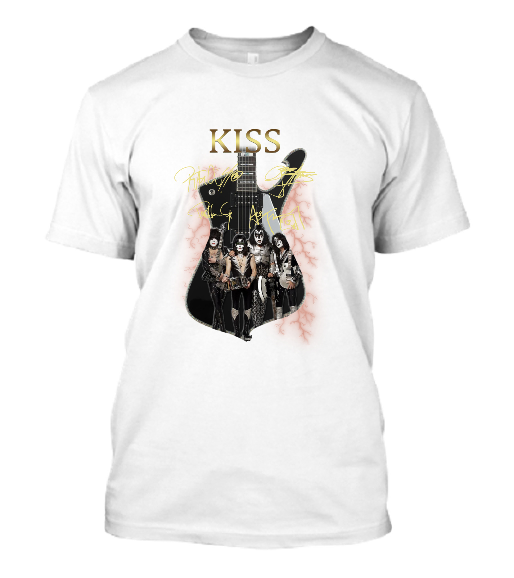 Kiss Electric Guitar With Band Members T-Shirt