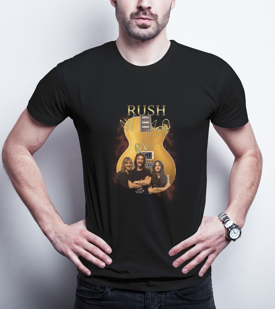 Rush Signature Guitar With Band Members And Autographs T-Shirt