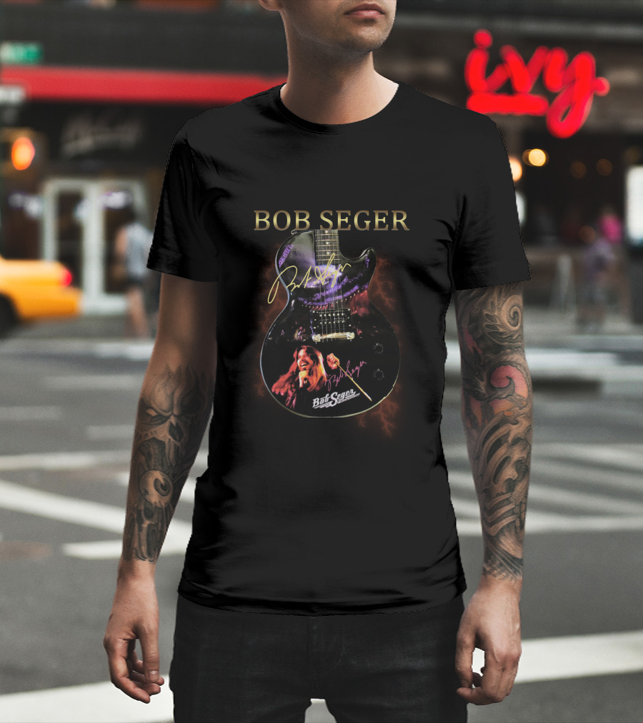 BOB SEGER Guitar Image With Photo T-Shirt