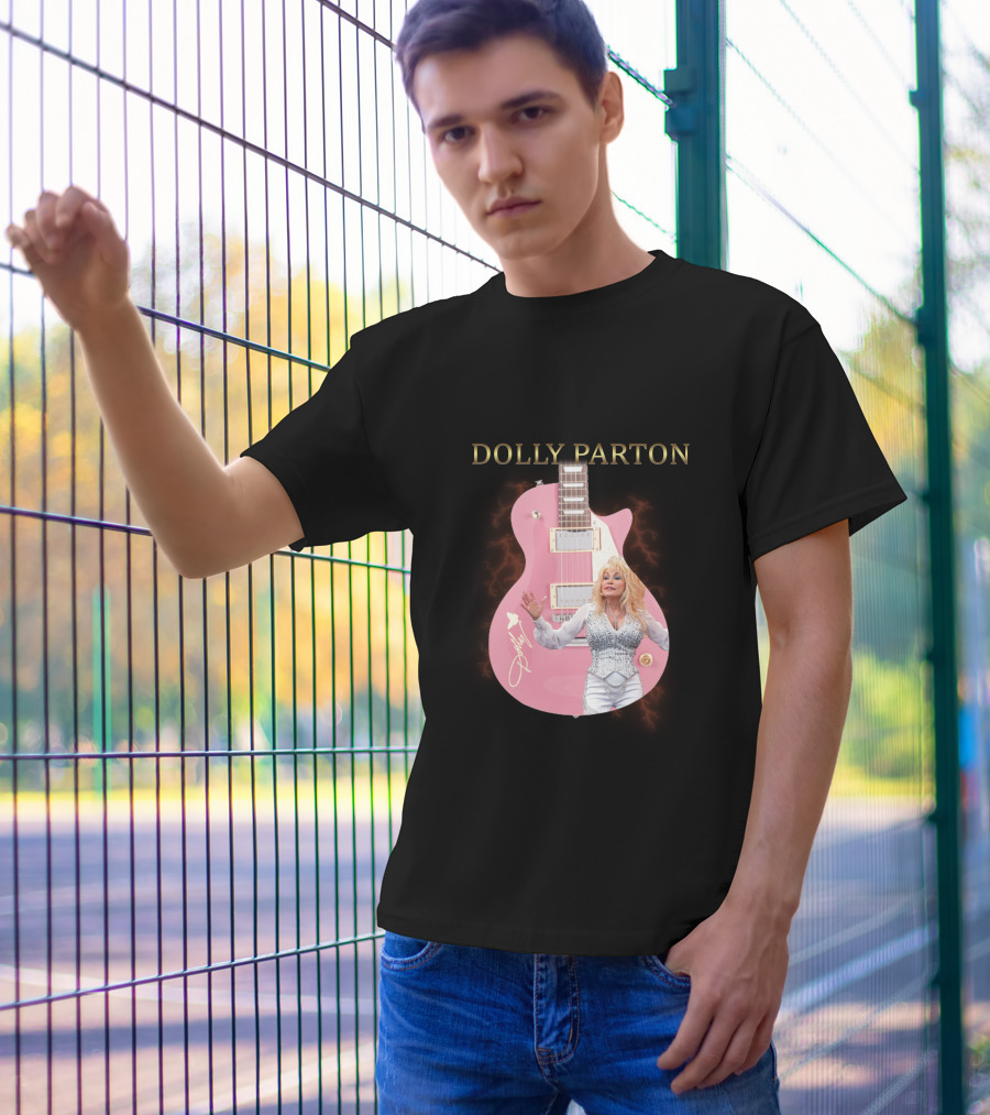 Dolly Parton Pink Guitar Signature T-Shirt