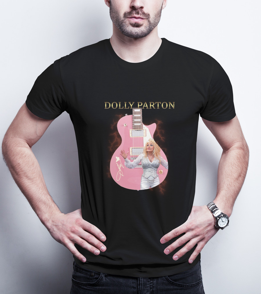 Dolly Parton Pink Guitar Signature T-Shirt