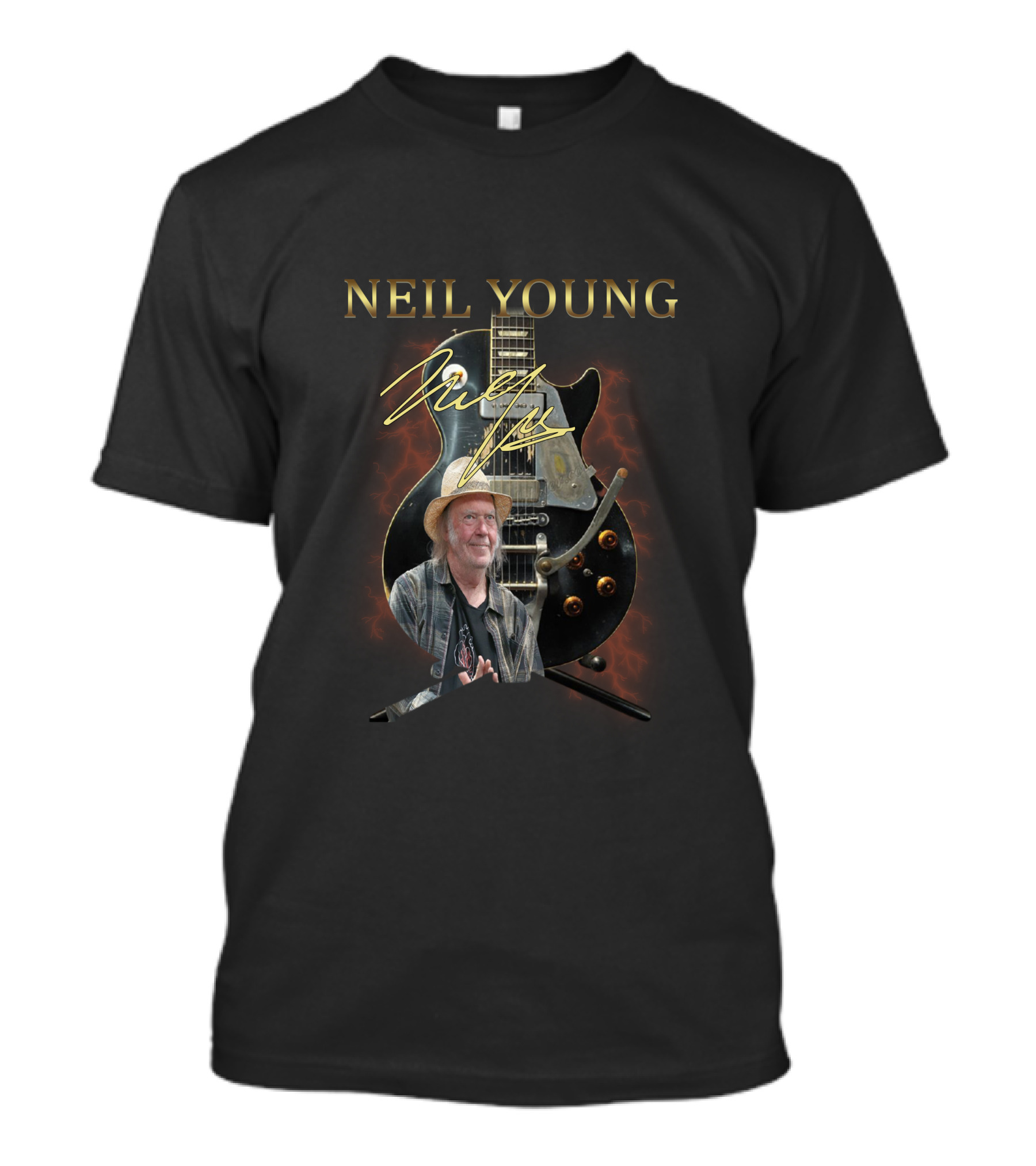 NEIL YOUNG Signature Guitar With Image T-Shirt