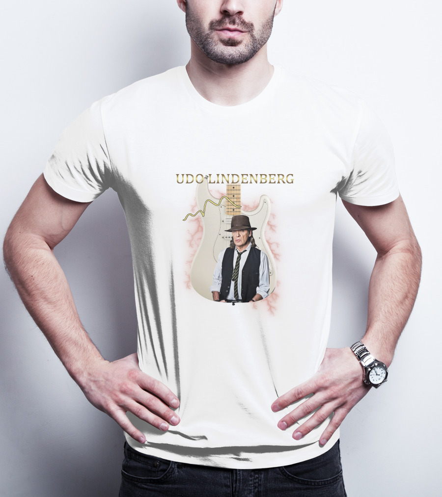 Udo Lindenberg Electric Guitar With Hat And Vest T-Shirt