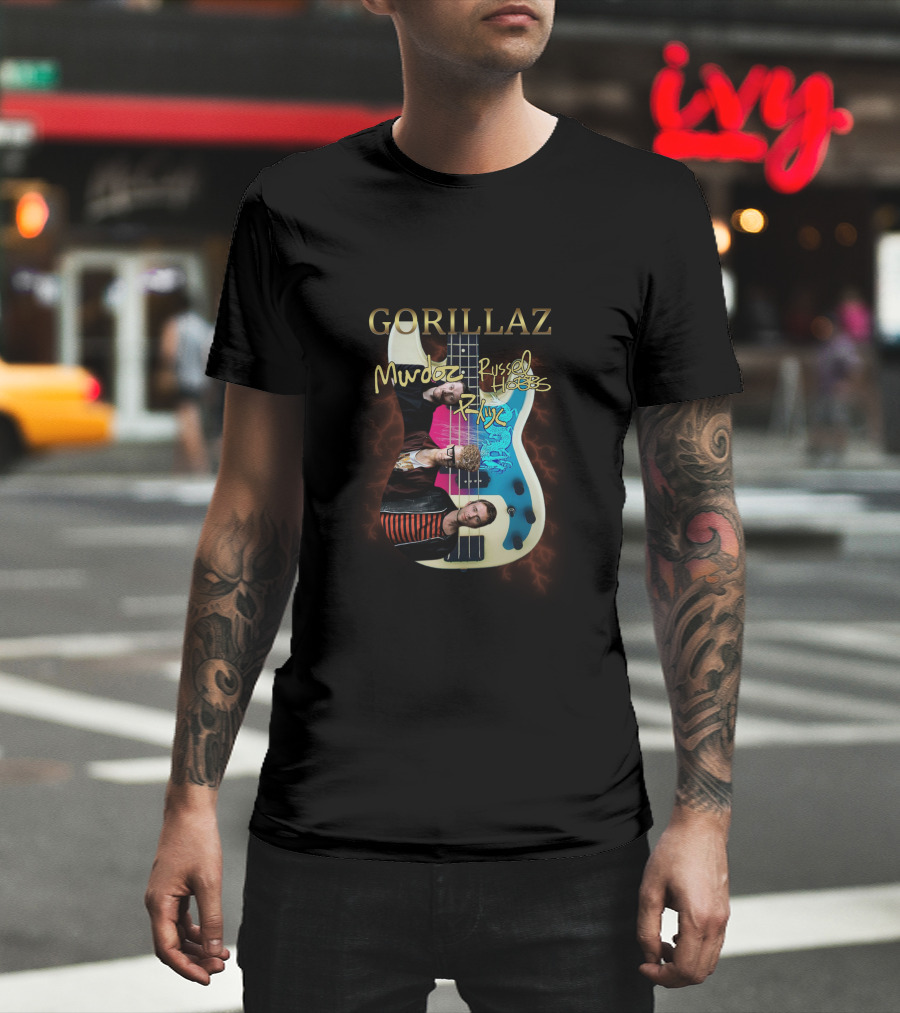 GORILLAZ Murdoc Russel Hobbs Rhys Guitar T-Shirt