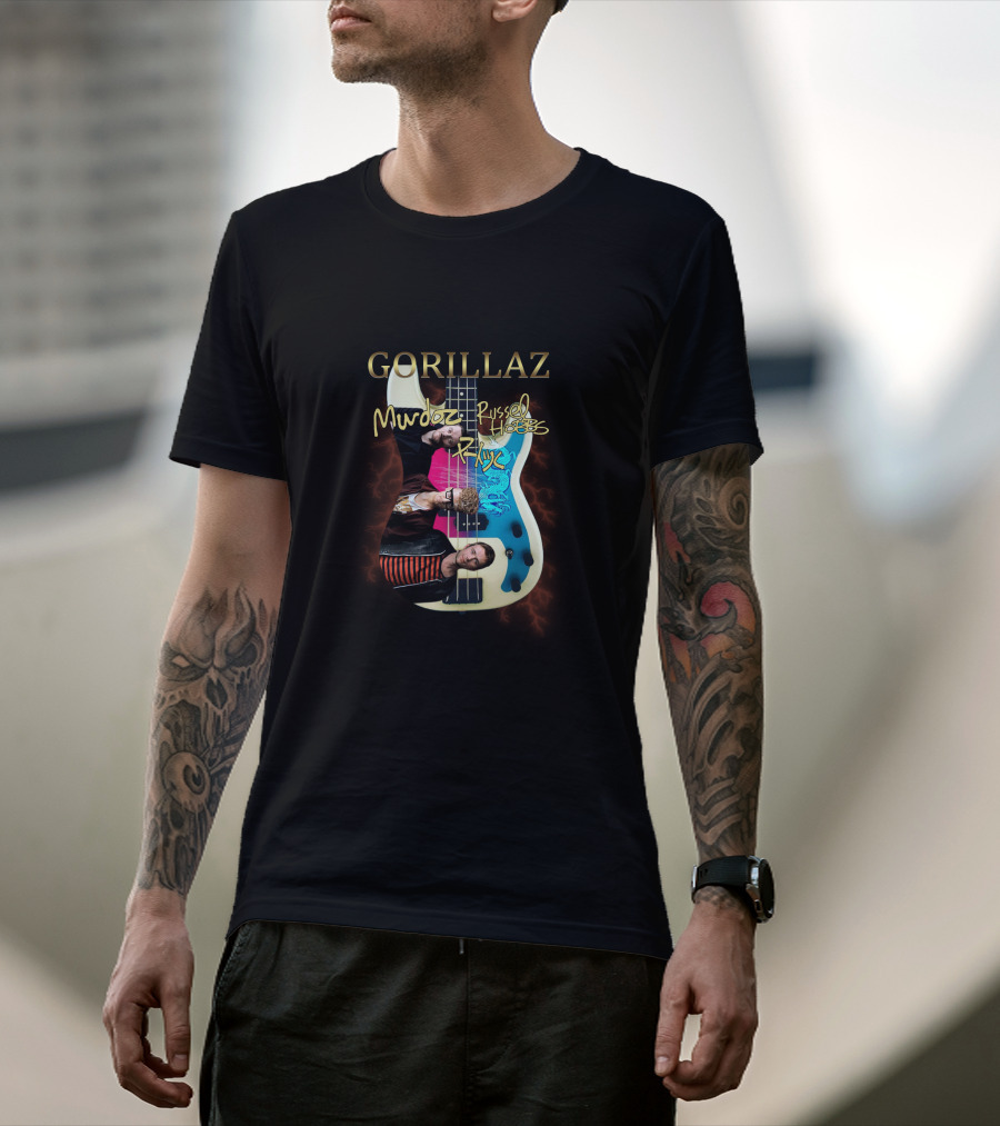 GORILLAZ Murdoc Russel Hobbs Rhys Guitar T-Shirt