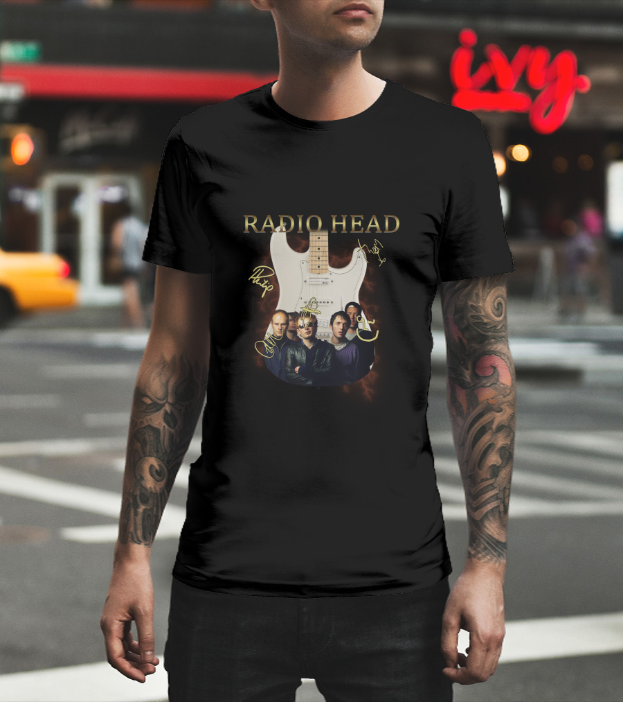 Radio Head Guitar With Band Members T-Shirt