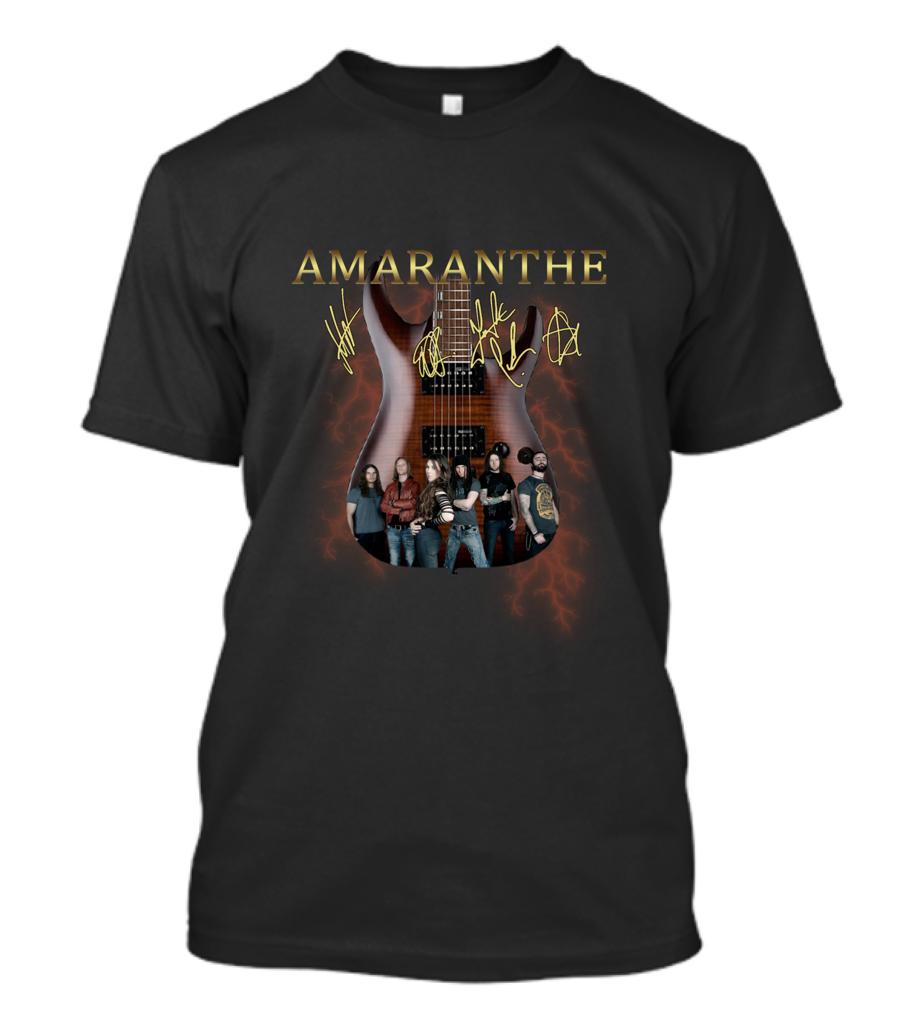 AMARANTHE Band And Signed Electric Guitar T-Shirt