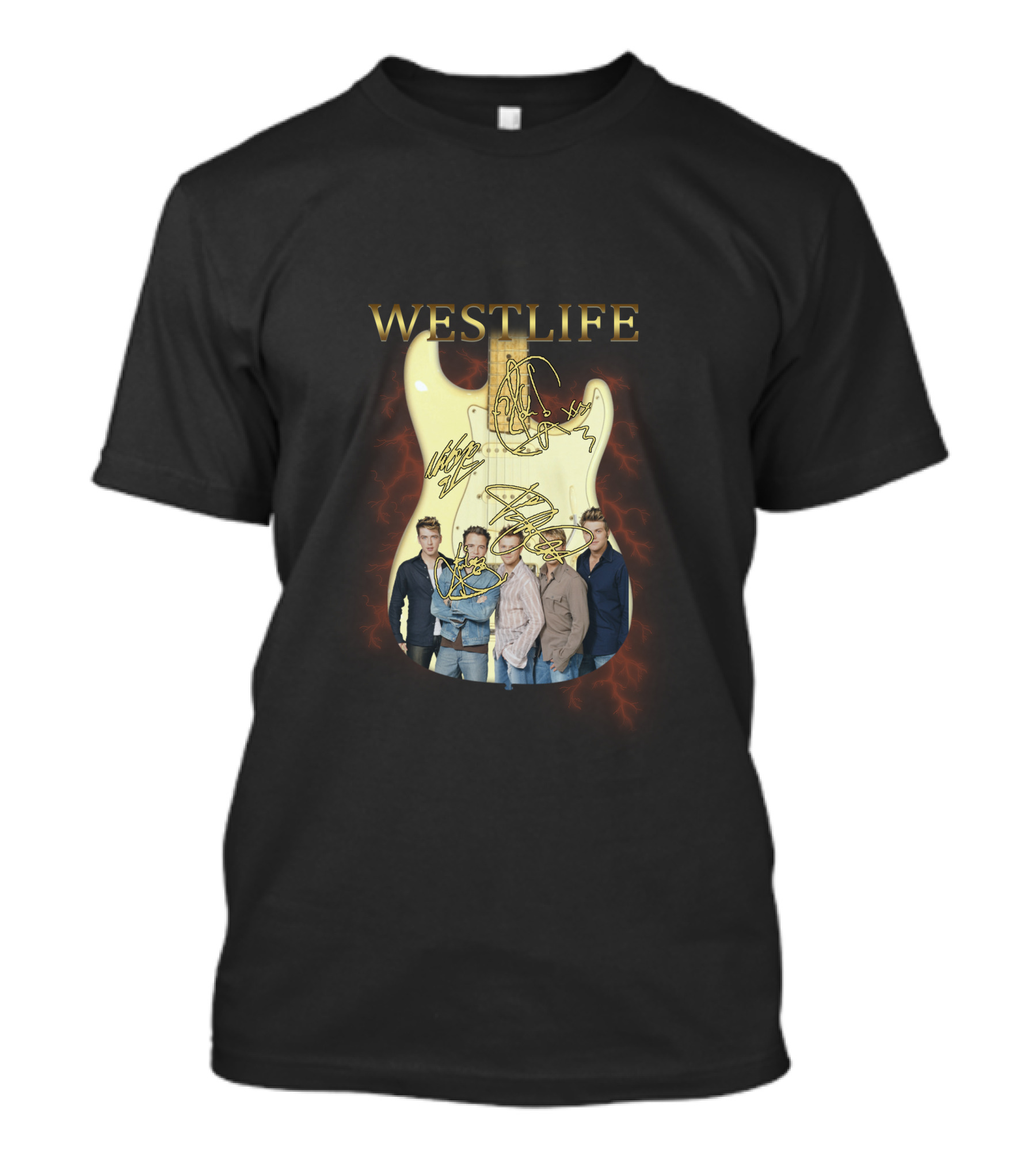 Westlife Guitar And Band Members Montage T-Shirt
