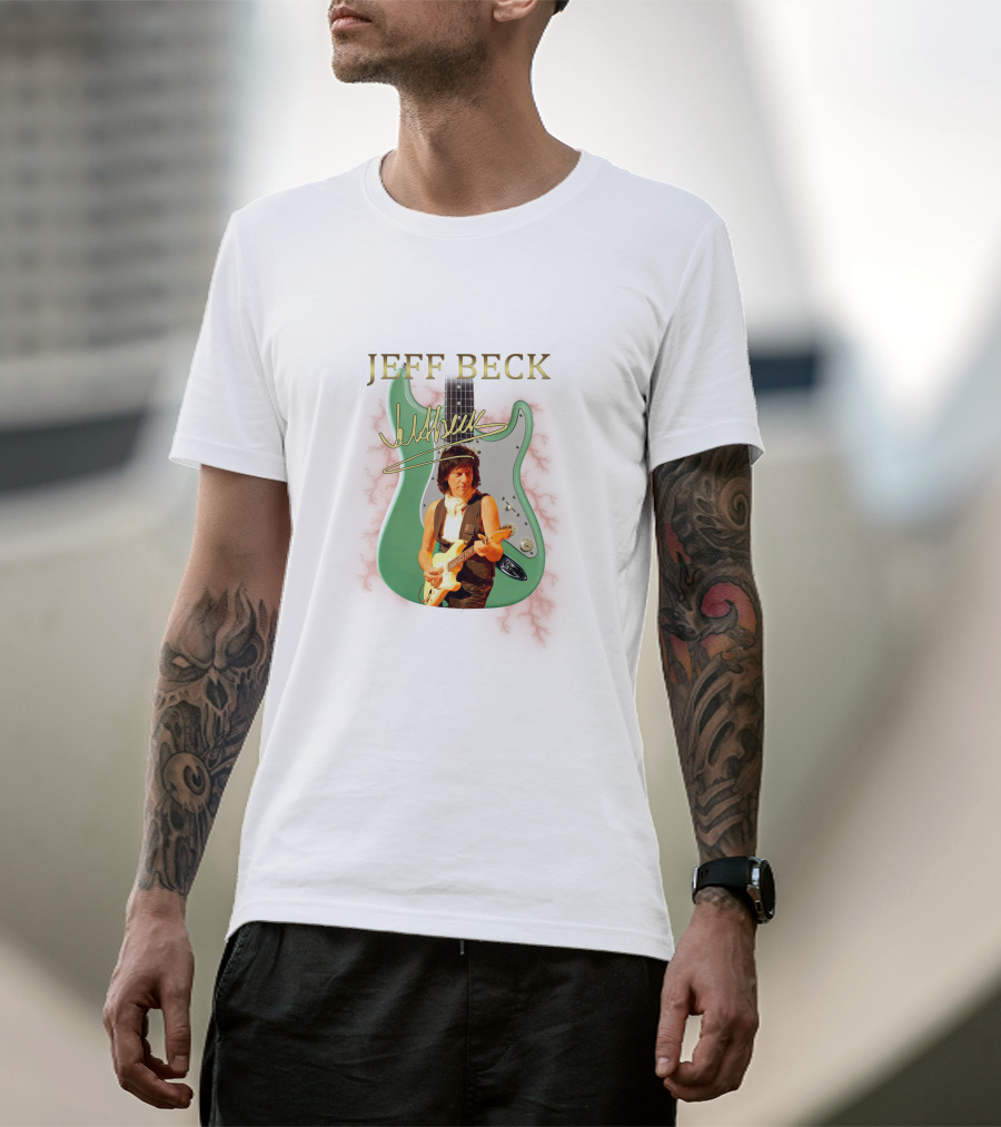 JEFF BECK Signature Electric Guitar With Performer Image T-Shirt