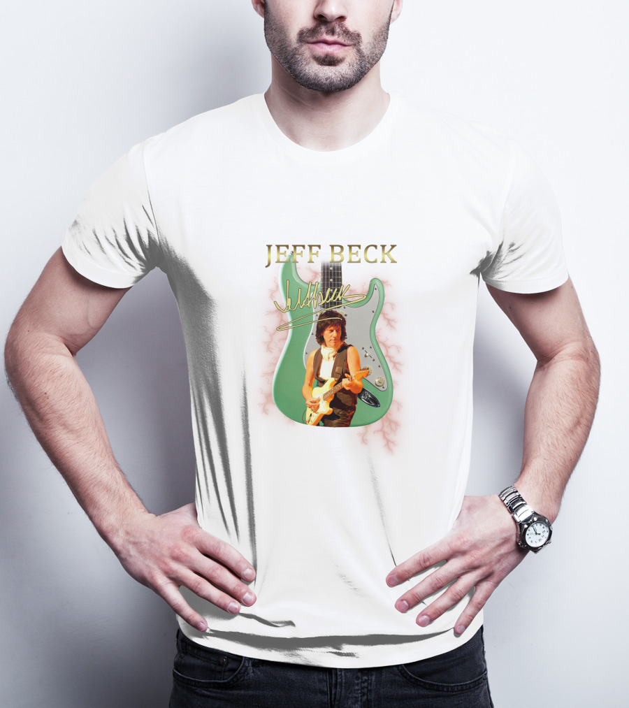 JEFF BECK Signature Electric Guitar With Performer Image T-Shirt