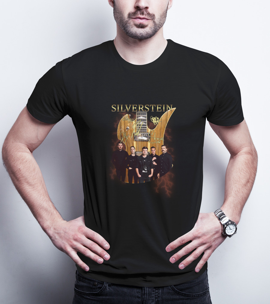 Silverstein Band Guitar With Electric Background T-Shirt
