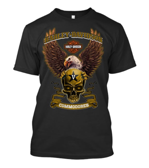 Harley Davidson Motor Cycles Commodores Vanderbilt V Eagle Skull T-Shirt