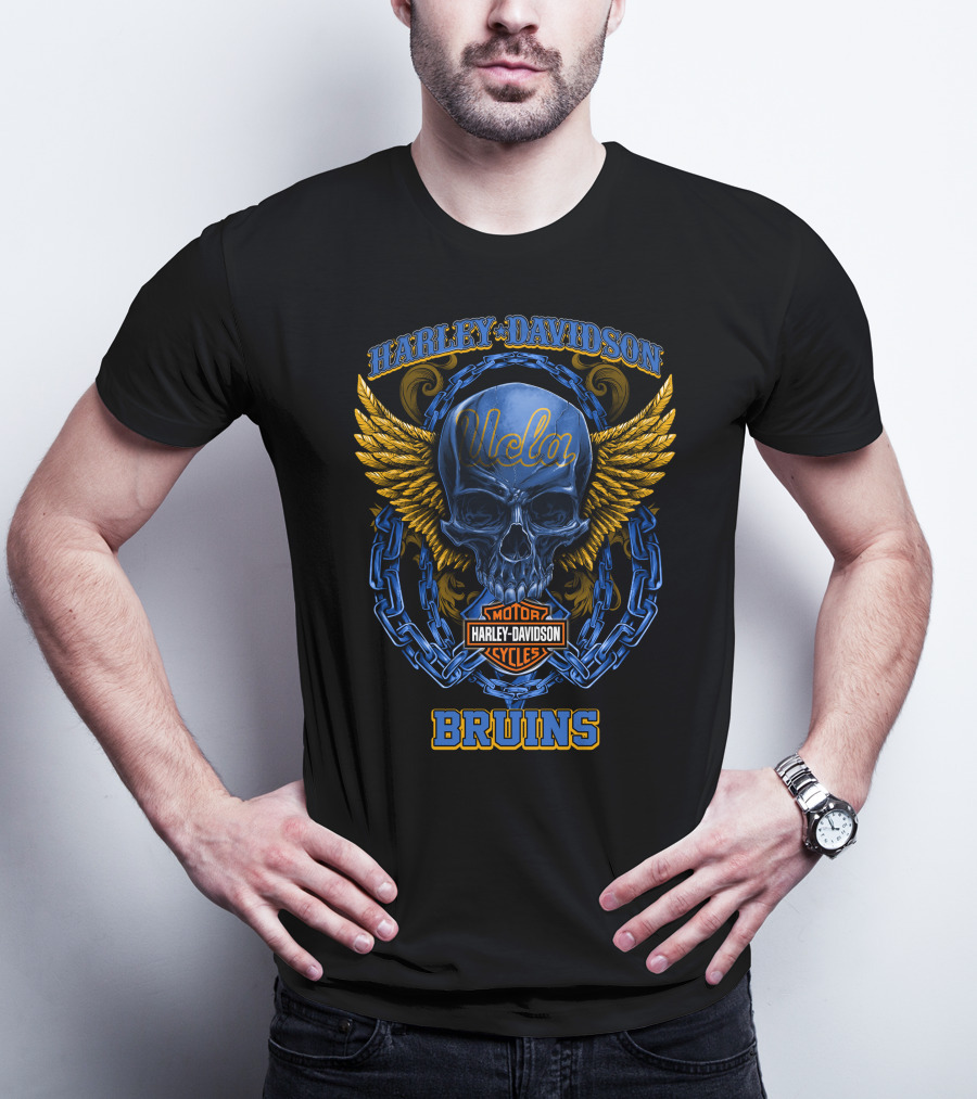 Harley Davidson Ucla Bruins Skull Wings Motorcycles T-Shirt