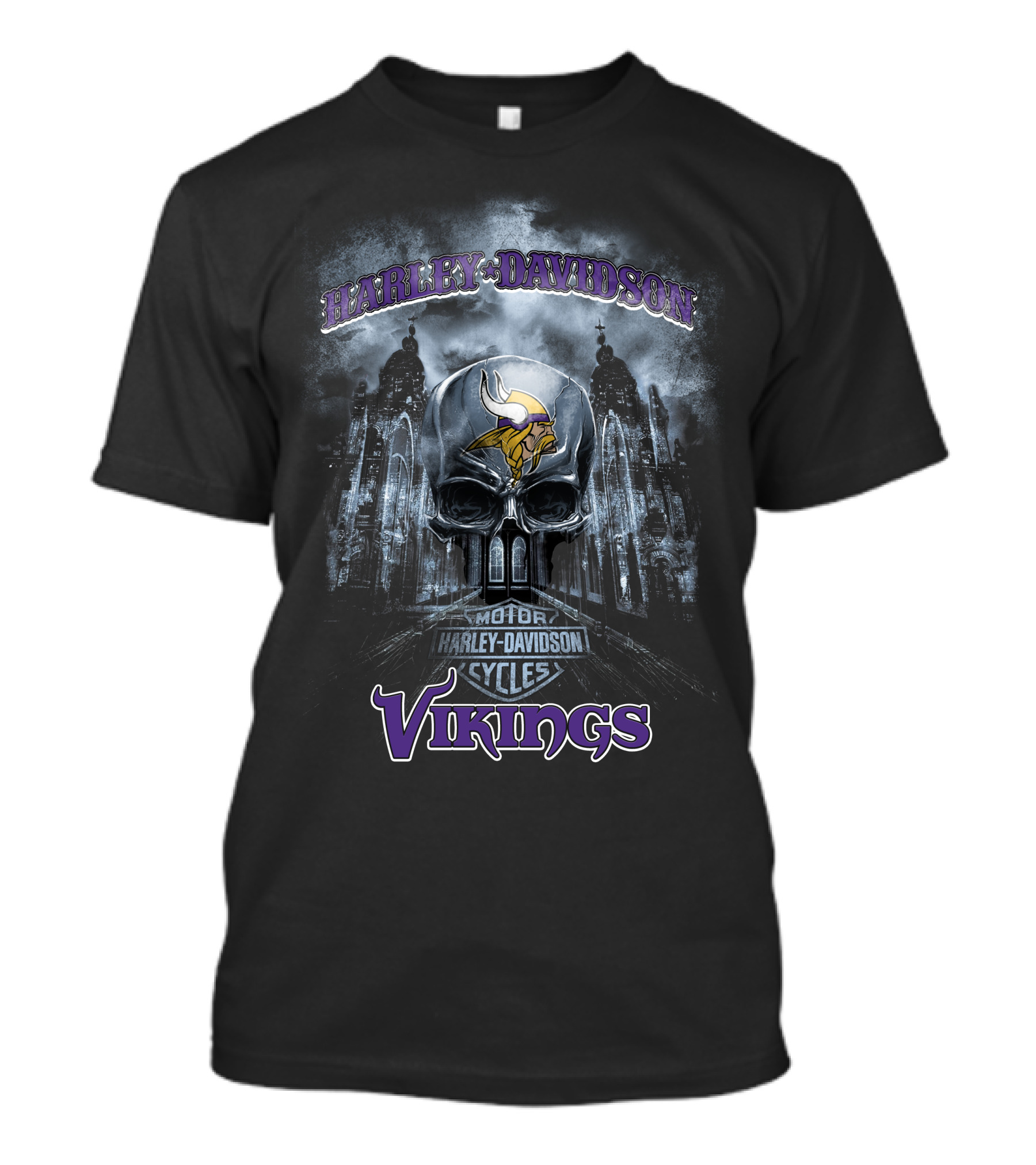 Harley Davidson Cycles Minnesota Vikings Skull T-Shirt