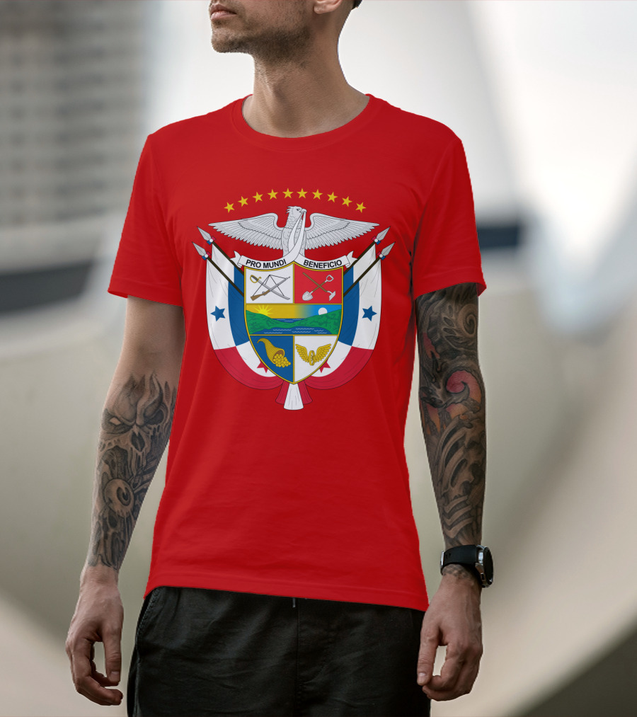 Pro Mundi Beneficio Escudo De Panamá Coat Of Arms Flag T-Shirt