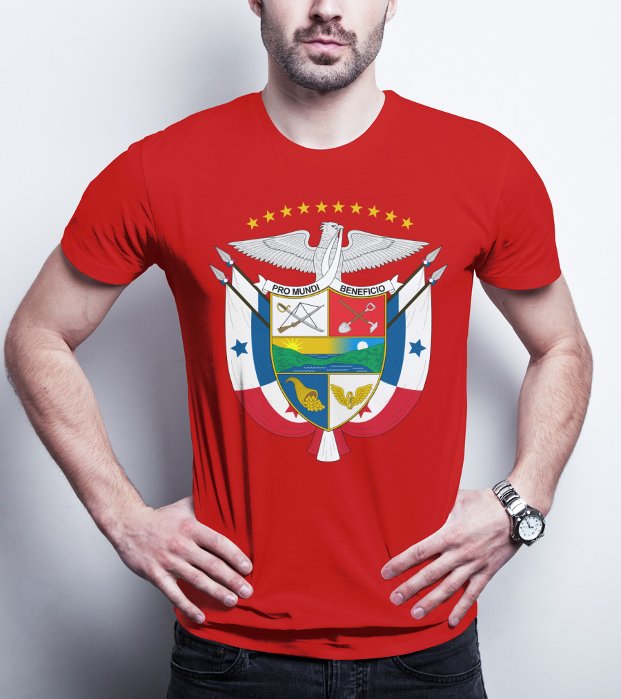 Pro Mundi Beneficio Escudo De Panamá Coat Of Arms Flag T-Shirt