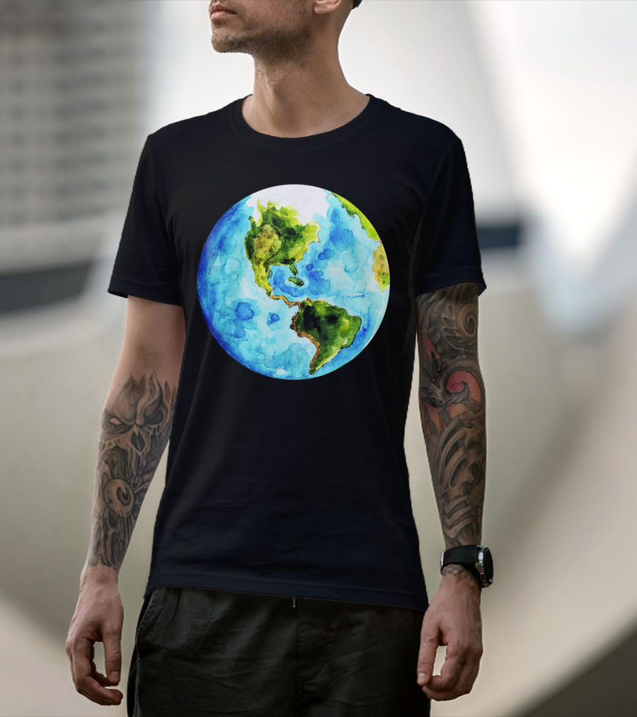 Earth Day Love Earth Watercolor Planet Earth T-Shirt