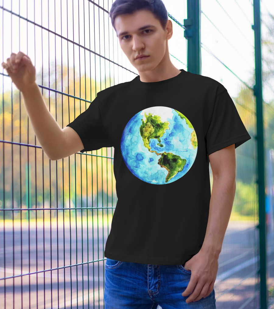 Earth Day Love Earth Watercolor Planet Earth T-Shirt