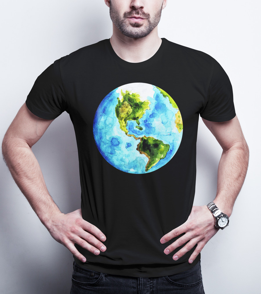 Earth Day Love Earth Watercolor Planet Earth T-Shirt