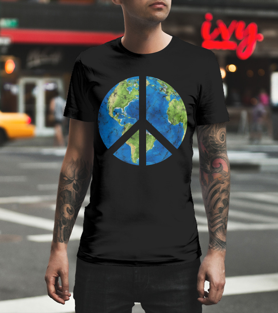Peace On Earth Globe Peace Sign T-Shirt