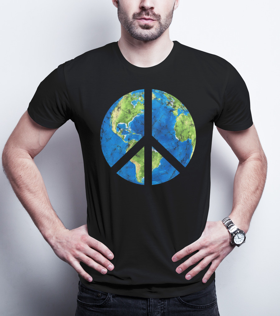 Peace On Earth Globe Peace Sign T-Shirt