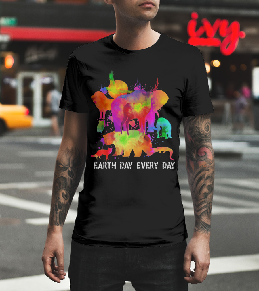 Earth Day Every Day Colorful Animal T-Shirt