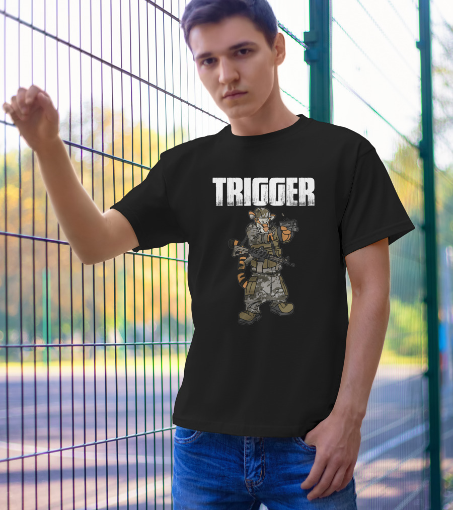 Tactical Trigger Tiger In Military Gear T-Shirt