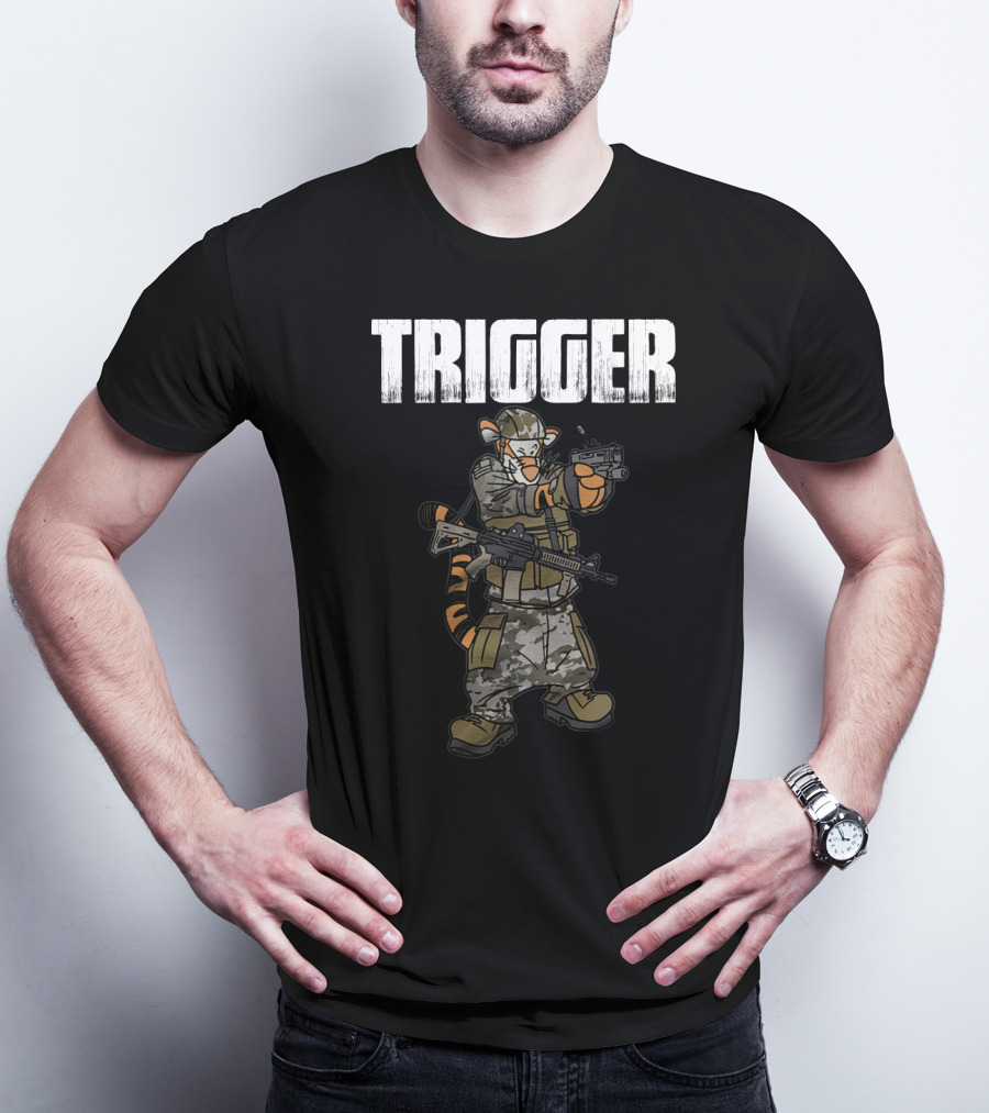 Tactical Trigger Tiger In Military Gear T-Shirt