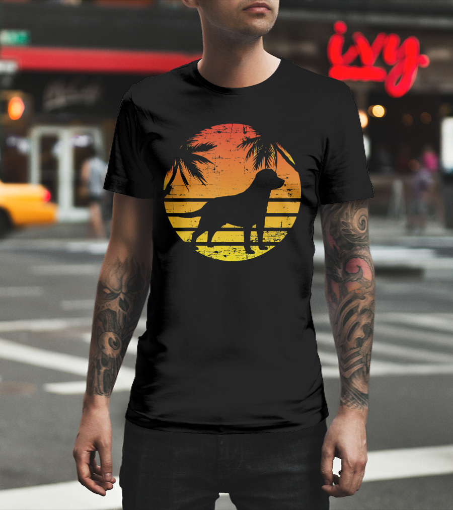 Vintage Labrador Retriever Sunset Tropical T-Shirt