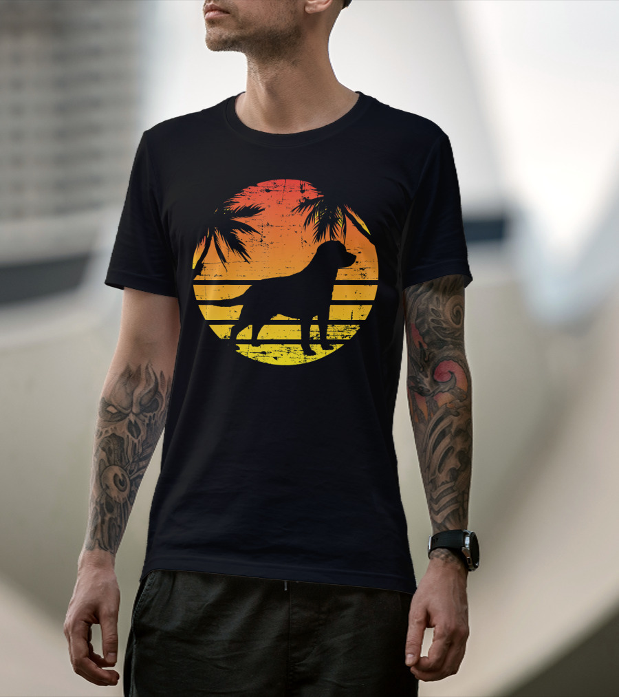 Vintage Labrador Retriever Sunset Tropical T-Shirt