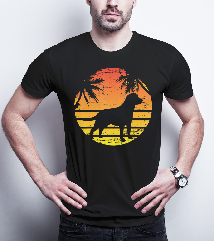 Vintage Labrador Retriever Sunset Tropical T-Shirt