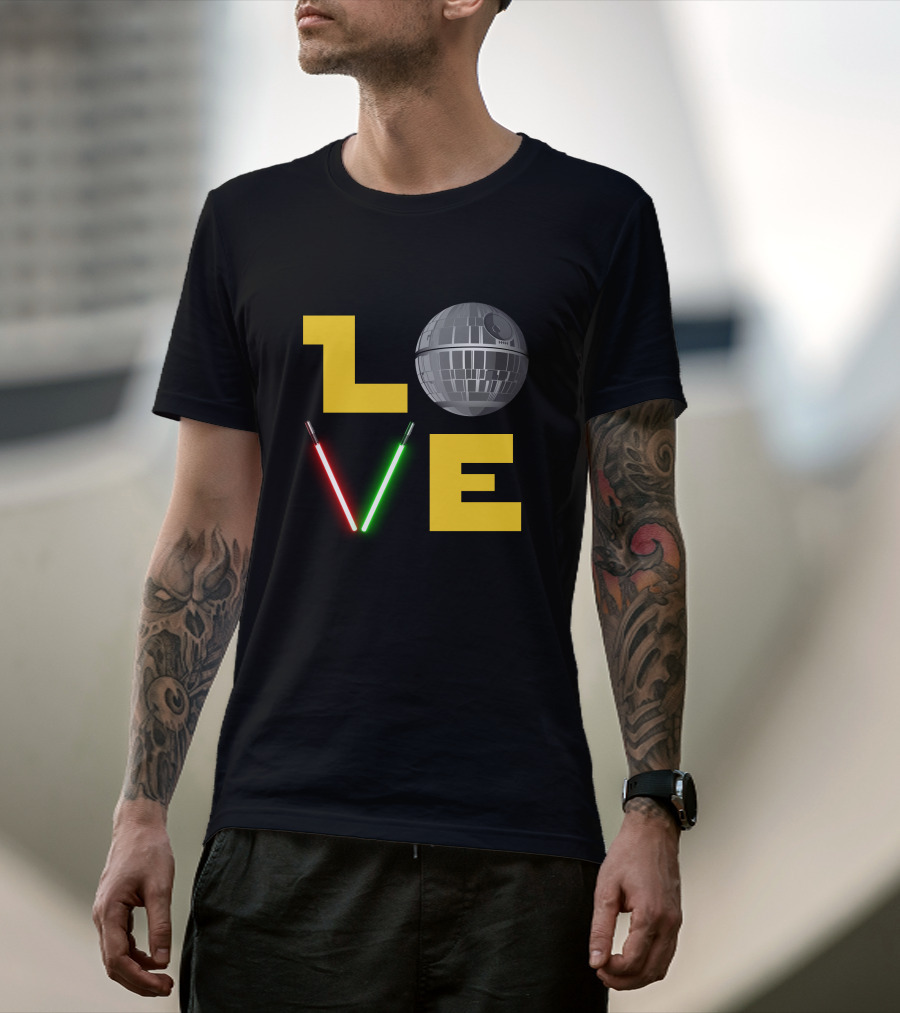 LOVE Star Wars Lightsabers Death Star T-Shirt