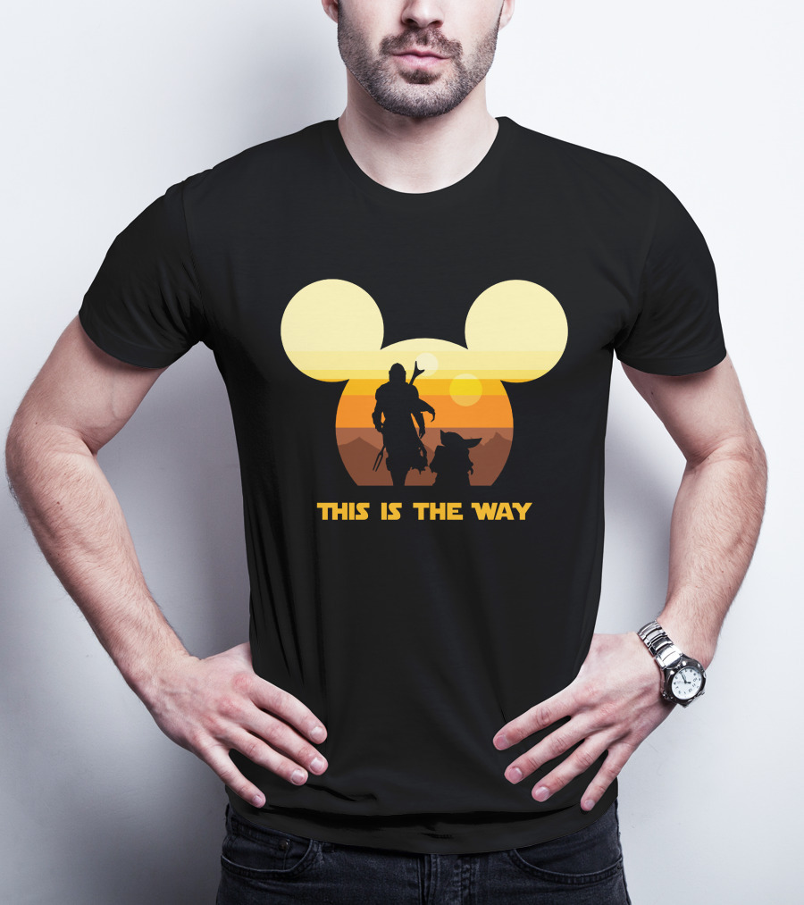 Mickey Star Wars Sunset This Is The Way Mandalorian T-Shirt