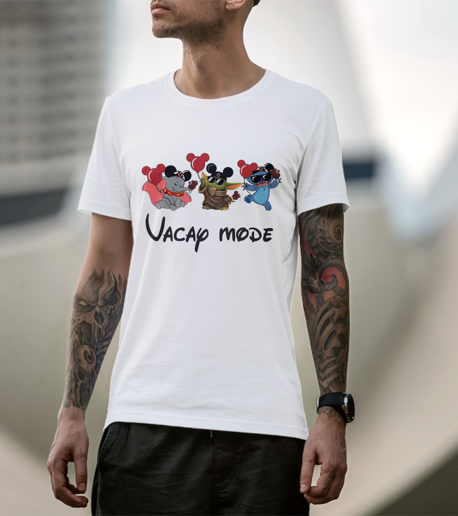 Yoda Stitch Dumbo Mickey Ears Vacay Mode Balloons T-Shirt