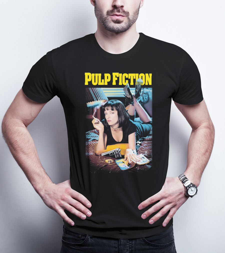 Pulp Fiction Mia Wallace Smoking Gun And Magazine T-Shirt