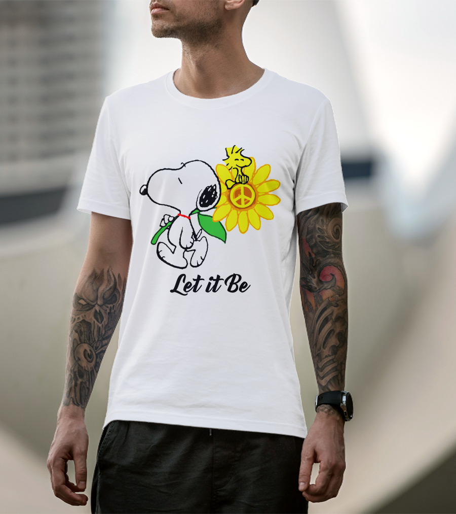 Let It Be Snoopy Woodstock Sunflower Peace T-Shirt